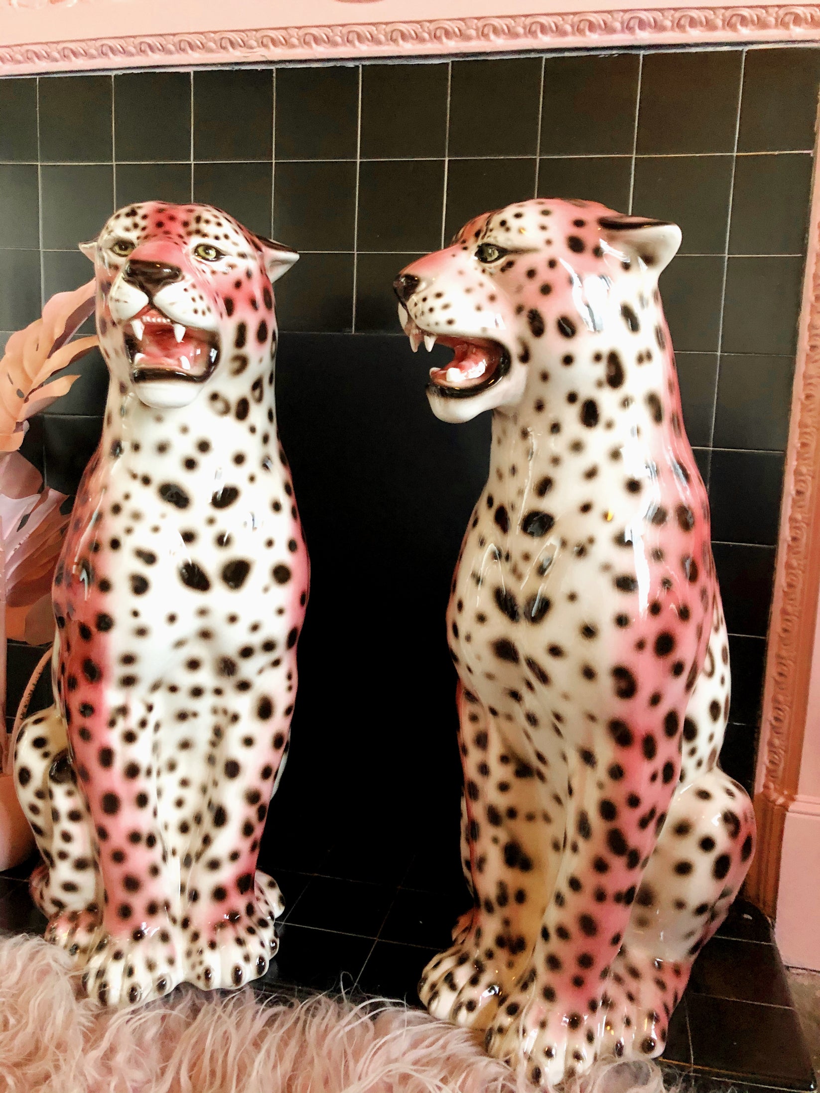 NEW 'Frenchie' EXCLUSIVE PINK Large Ceramic Leopard Statue Vintage Ted ...