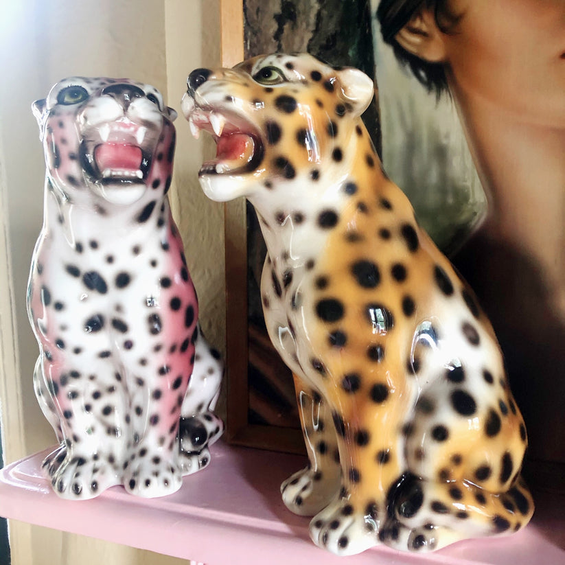 'Nina' Mini PINK Ceramic Leopard Statue Vintage – Dogwood Lifestyle